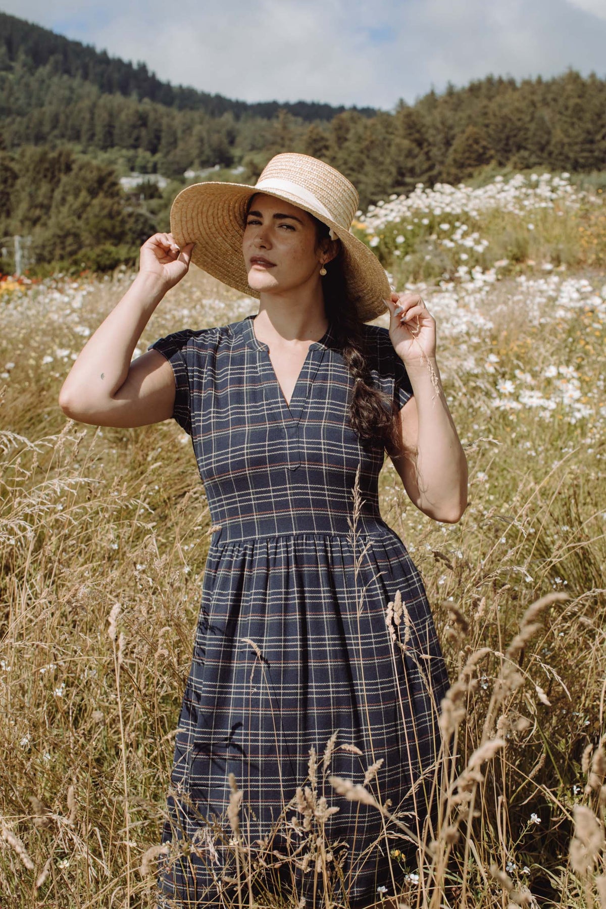Ira Dress / Dusk Herringbone Plaid — Cedar & Thread